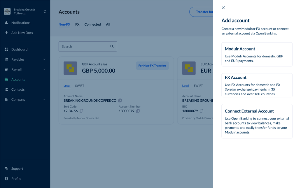 How do I create a Modulr AP account?