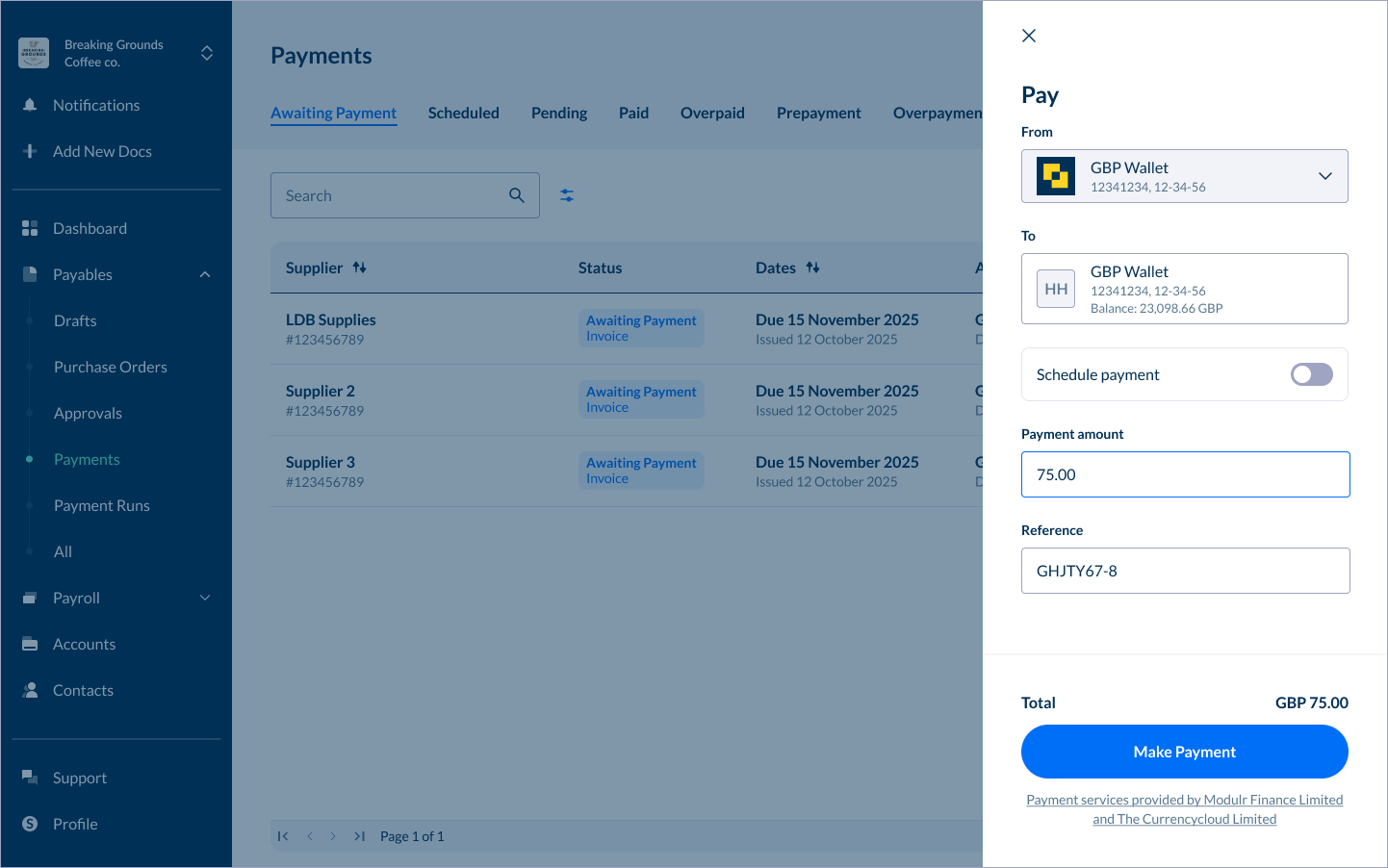 How to make a part-payment