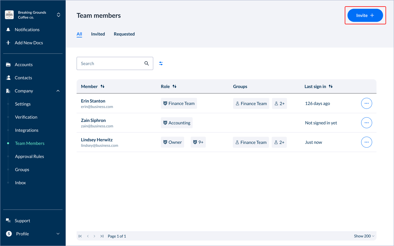 Adding or removing team members from Modulr AP