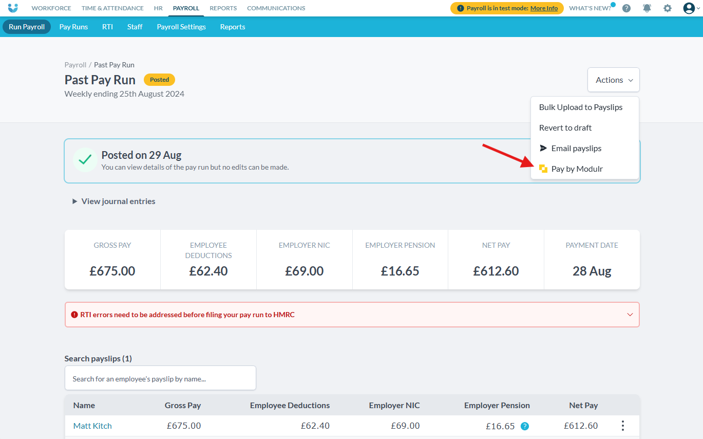 Connecting and Making Payments with Workforce and Modulr
